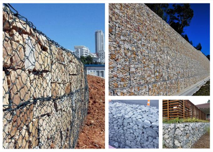 Durable River Control Gabion Basket , Pvc Coated Gabion Box Free Draining