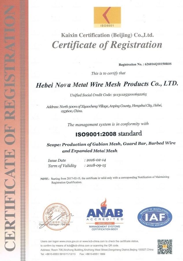 China Hebei Nova Metal Wire Mesh Products Co., Ltd. quality control